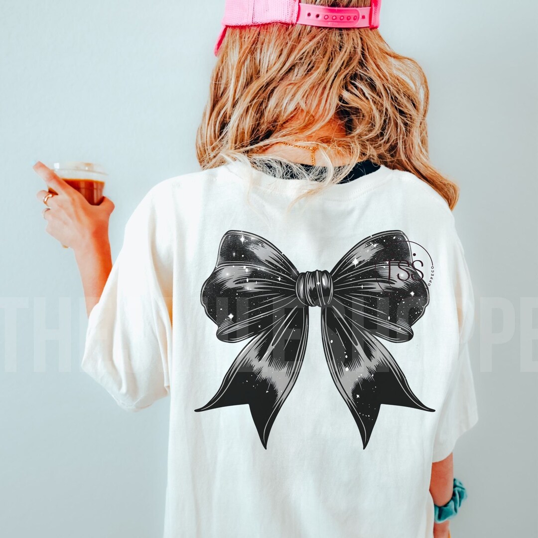 Preppy Black Bow PNG: Glitter Bow Shirt Design (digital Download) - Etsy