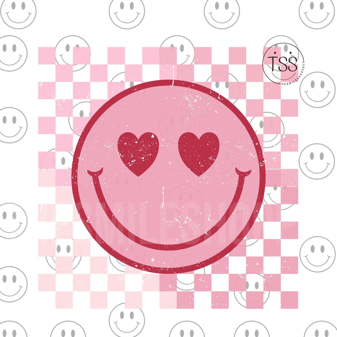 Valentine's Day Smile Png Distressed Smile Retro Checkered Smile Face ...