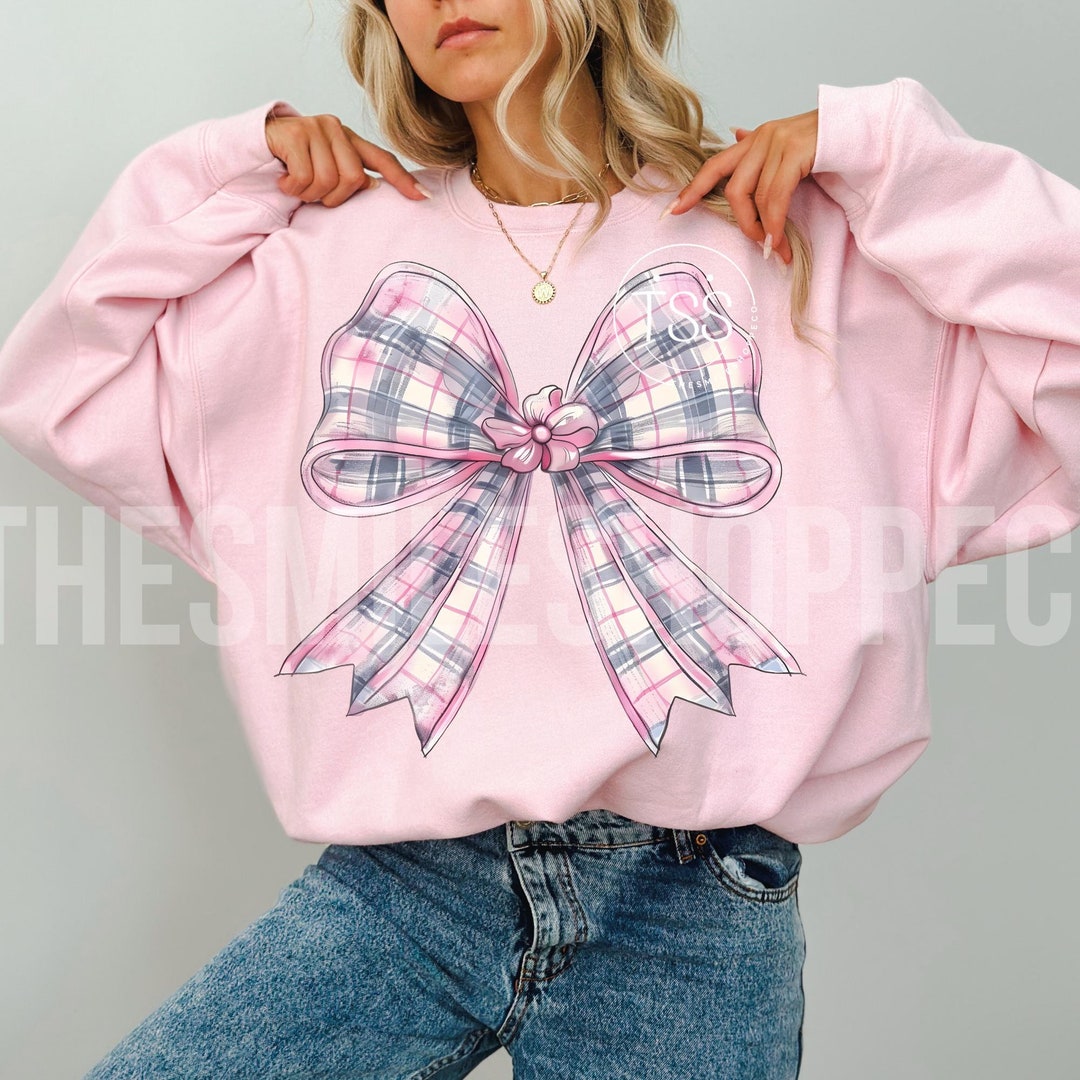 Pink Checkered Bows PNG Trendy Bow PNG Checkered PNG Girly Bow Shirt ...