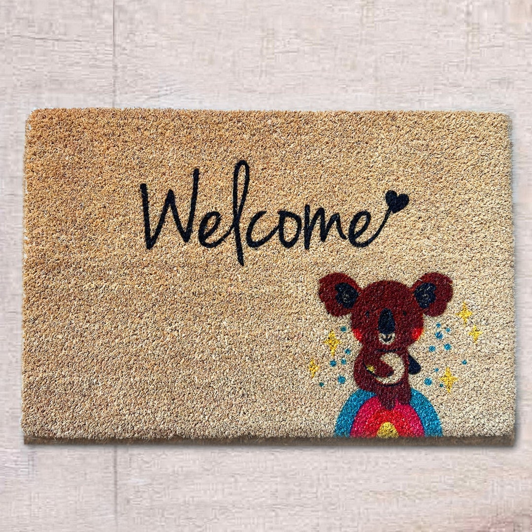 Welcome Cute Bear Rug Welcome Bear Doormat Cute Entryway - Etsy