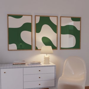 Abstract Green Poster 3 Piece Wall Art Aesthetic Apartment Decor Green ...