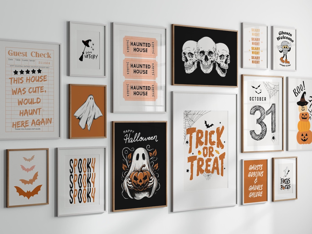 Trendy Halloween Wall Art Spooky Posters Fall Halloween Decor Cute ...