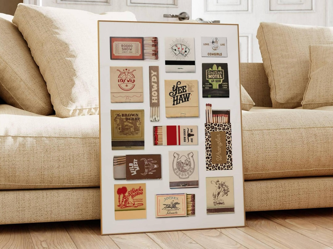 Western Matchbox Art Cowboy Art Print Southwestern Wall Art Cowgirl ...