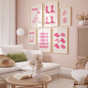 Pink Western Gallery Wall Set Preppy Room Decor Cute Cowgirl Wall Art ...