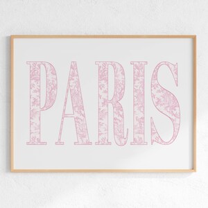 Pink Paris Wall Art Typography Poster Pink Apartment Decor Paris City ...