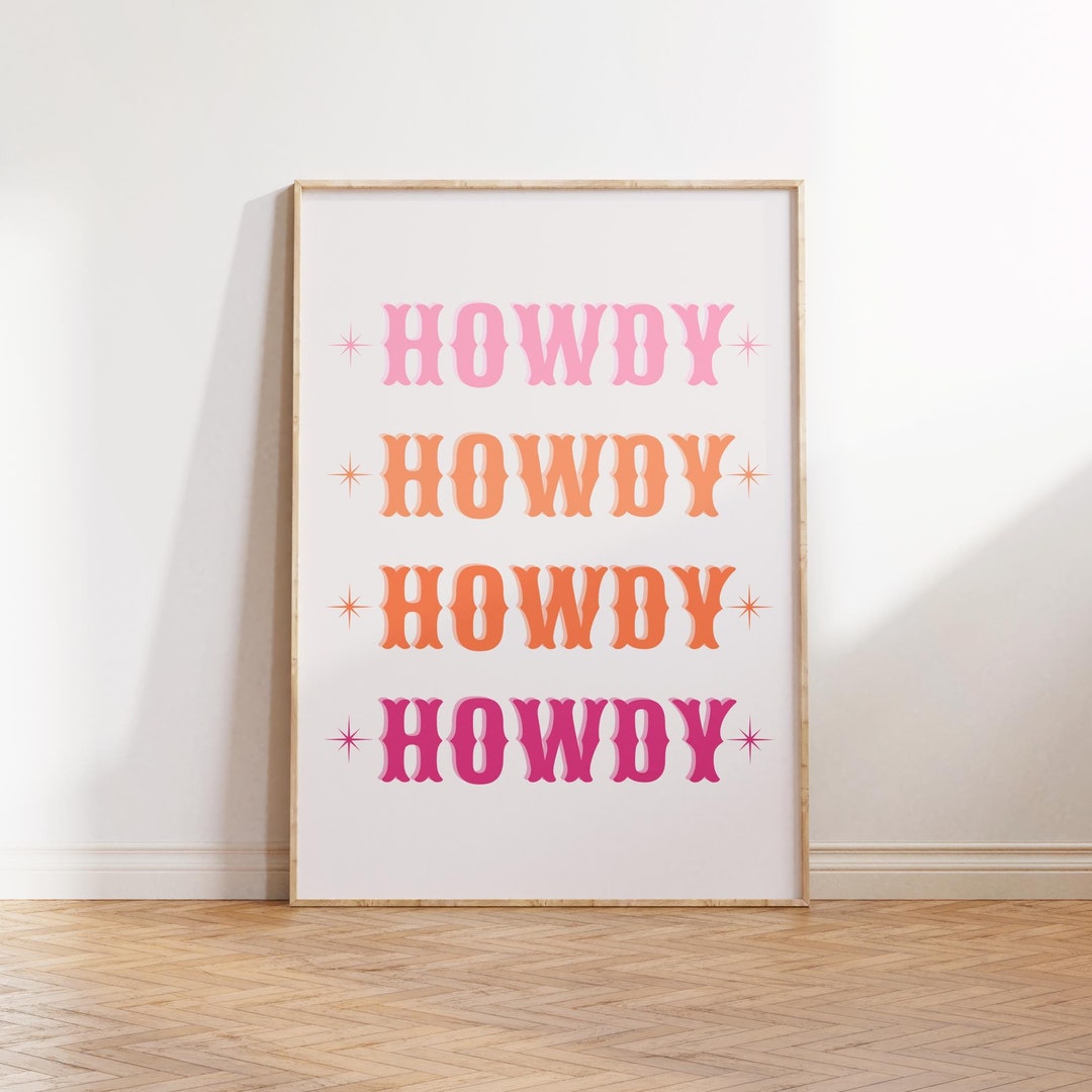 Retro Howdy Poster Western Wall Art Cowgirl Poster Howdy Typography Art ...