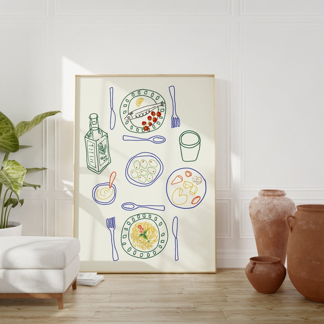Aesthetic Kitchen Decor Food Art Print Retro Wall Art Trendy Print ...