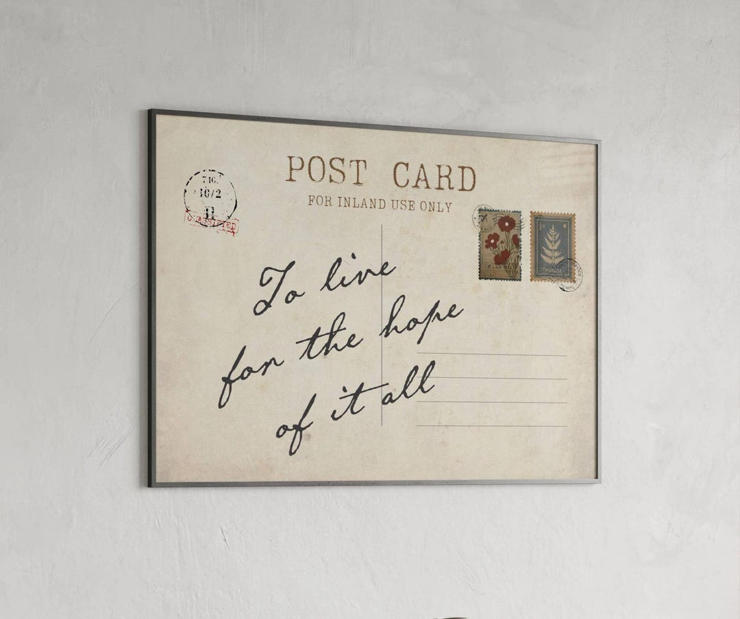 Vintage Postcard Print to Live for the Hope of It Poster Trendy ...