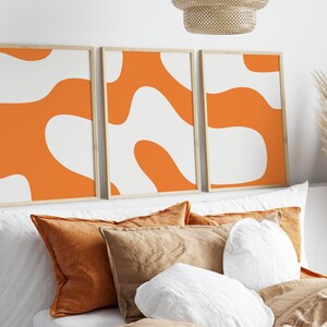 Orange Gallery Wall Set, 3 Piece Wall Art, Abstract Poster Set ...