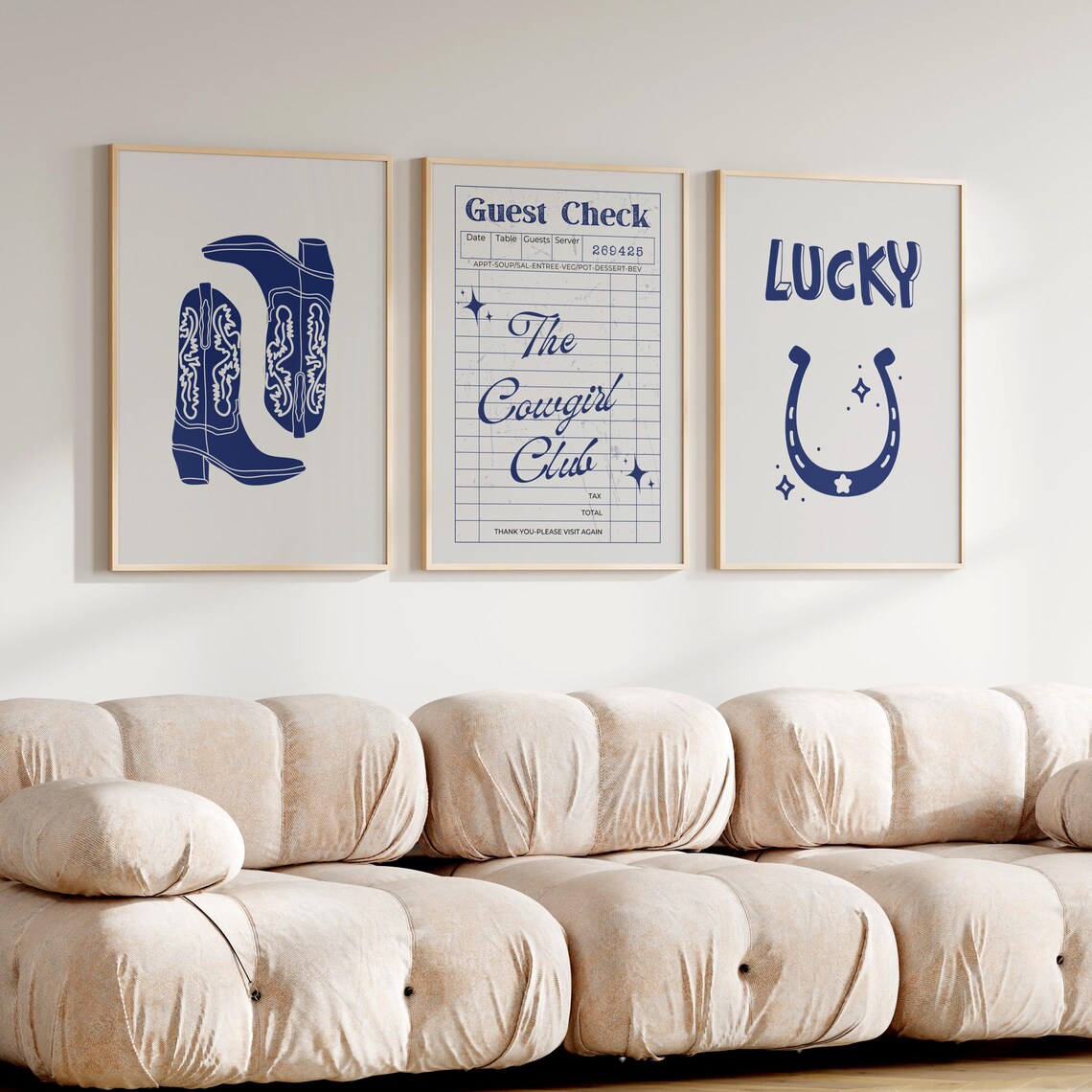 Coastal Gallery Wall Set of 9 Navy Blue Posters Retro Western Print ...
