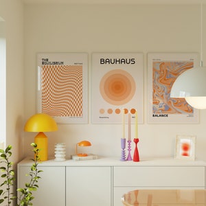 Trendy Orange Wall Art Prints Exhibition Posters Dorm Room Prints Retro ...