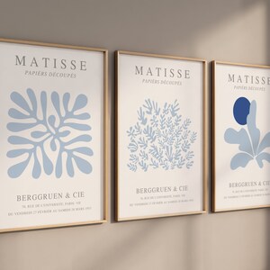 Blue Matisse Print, Set of 3 Prints, Blue Wall Art, Neutral Prints ...