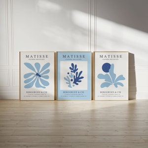 Blue Matisse Print Light Blue Wall Art Retro Abstract Flower Poster ...