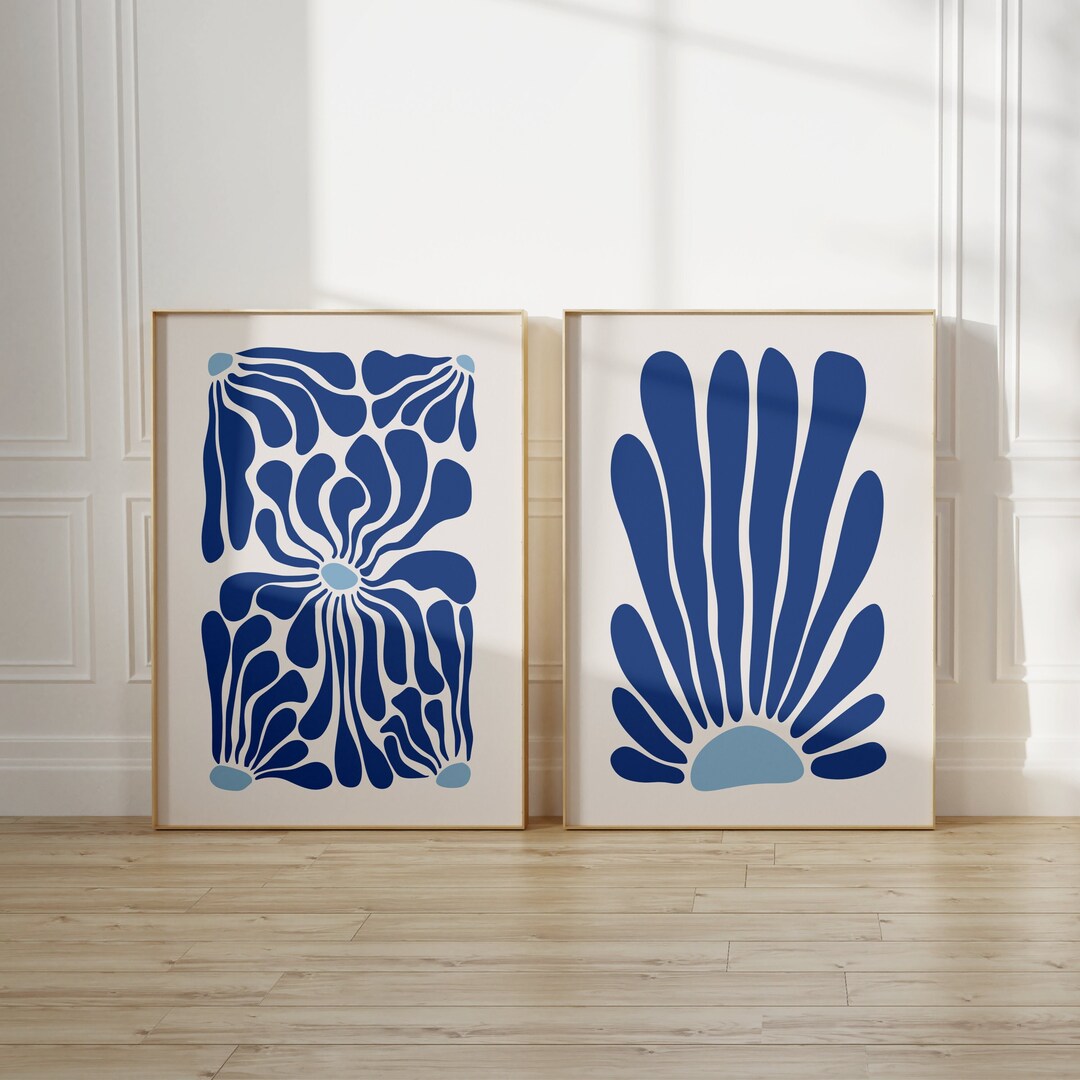Matisse Print Blue Dorm Wall Decor Navy Blue Wall Art Prints Abstract ...