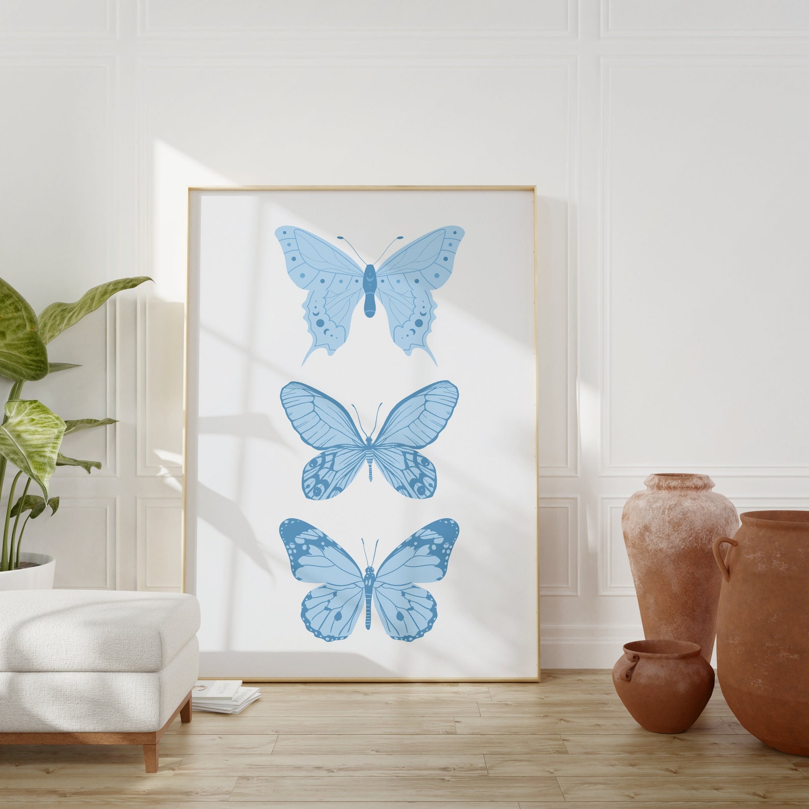 Butterfly Print, Preppy Room Decor, Light Blue Wall Art, New Apartment ...