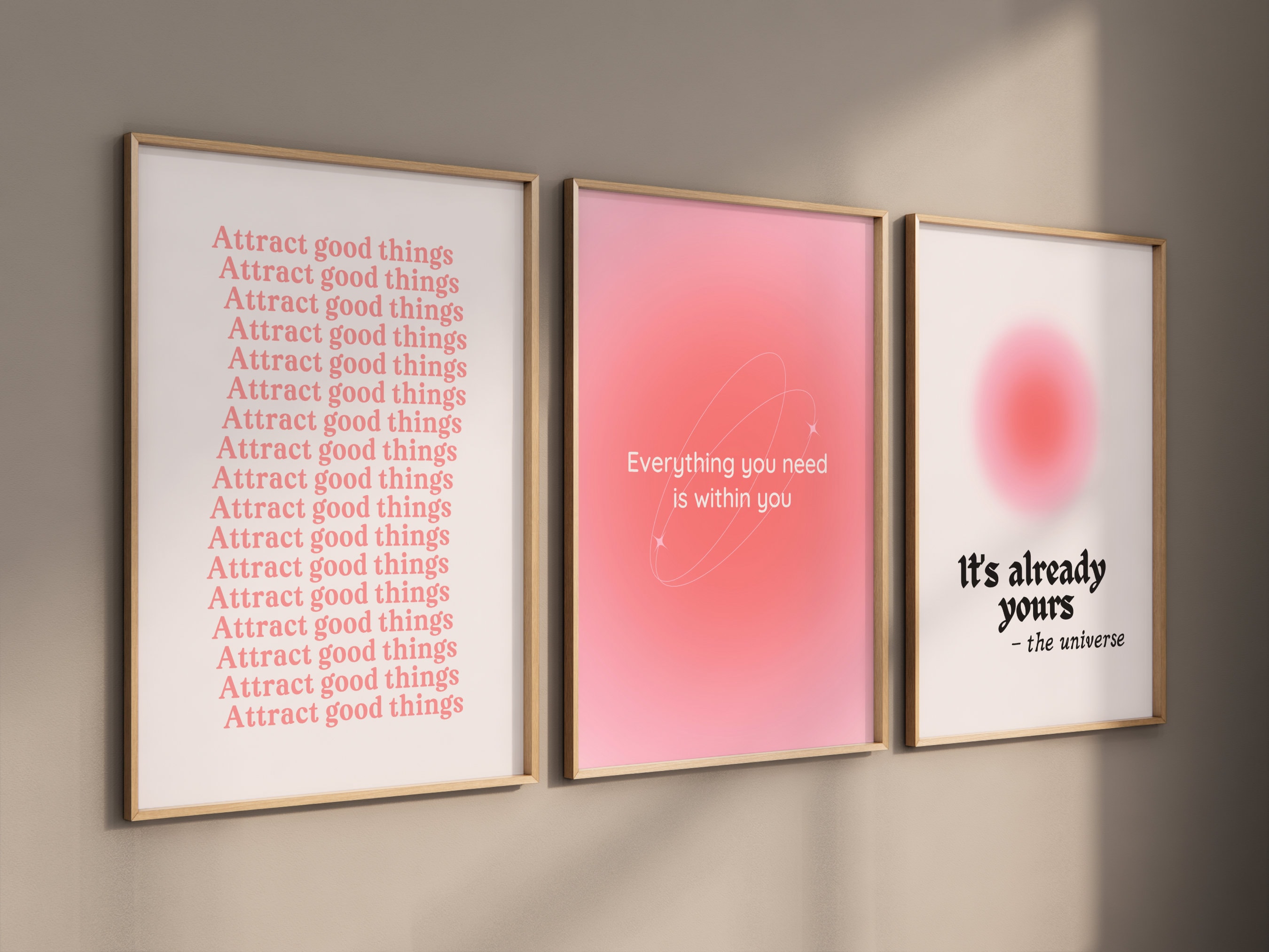 Positive Aura Posters Set of 3, Manifestation Art Print, Spiritual ...