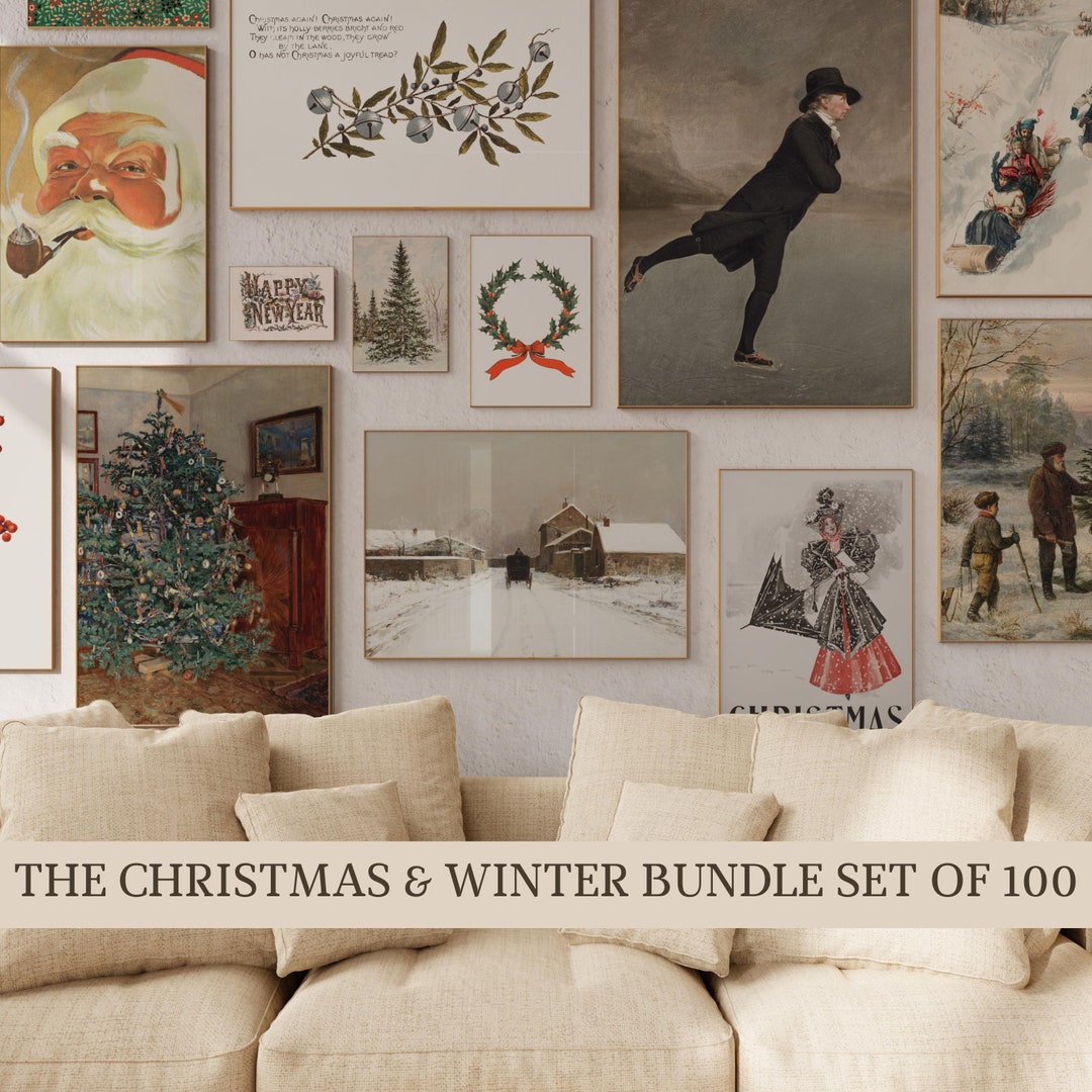 Vintage Christmas Prints Mega Bundle, Set of 100 Winter Prints ...