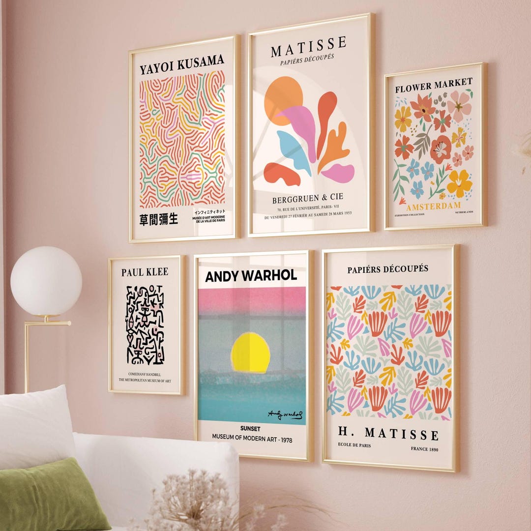 Colorful Gallery Wall Set, Famous Art Prints, Aesthetic Living Room ...