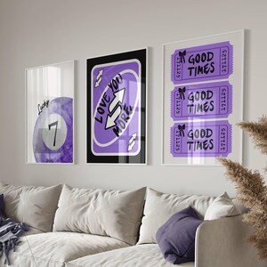 Purple Wall Art Trendy Retro Posters Dorm Room Prints Purple Aesthetic ...