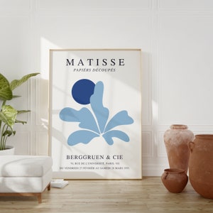 Blue Matisse Print Light Blue Wall Art Retro Abstract Flower Poster ...