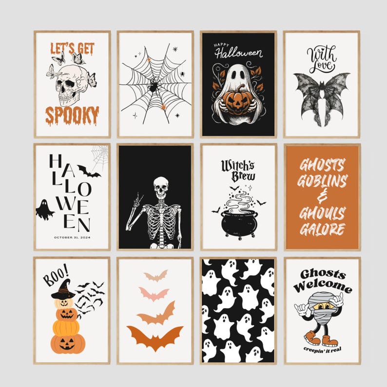 Halloween Wall Art Bundle Spooky Art Prints Fall Halloween Wall Art ...