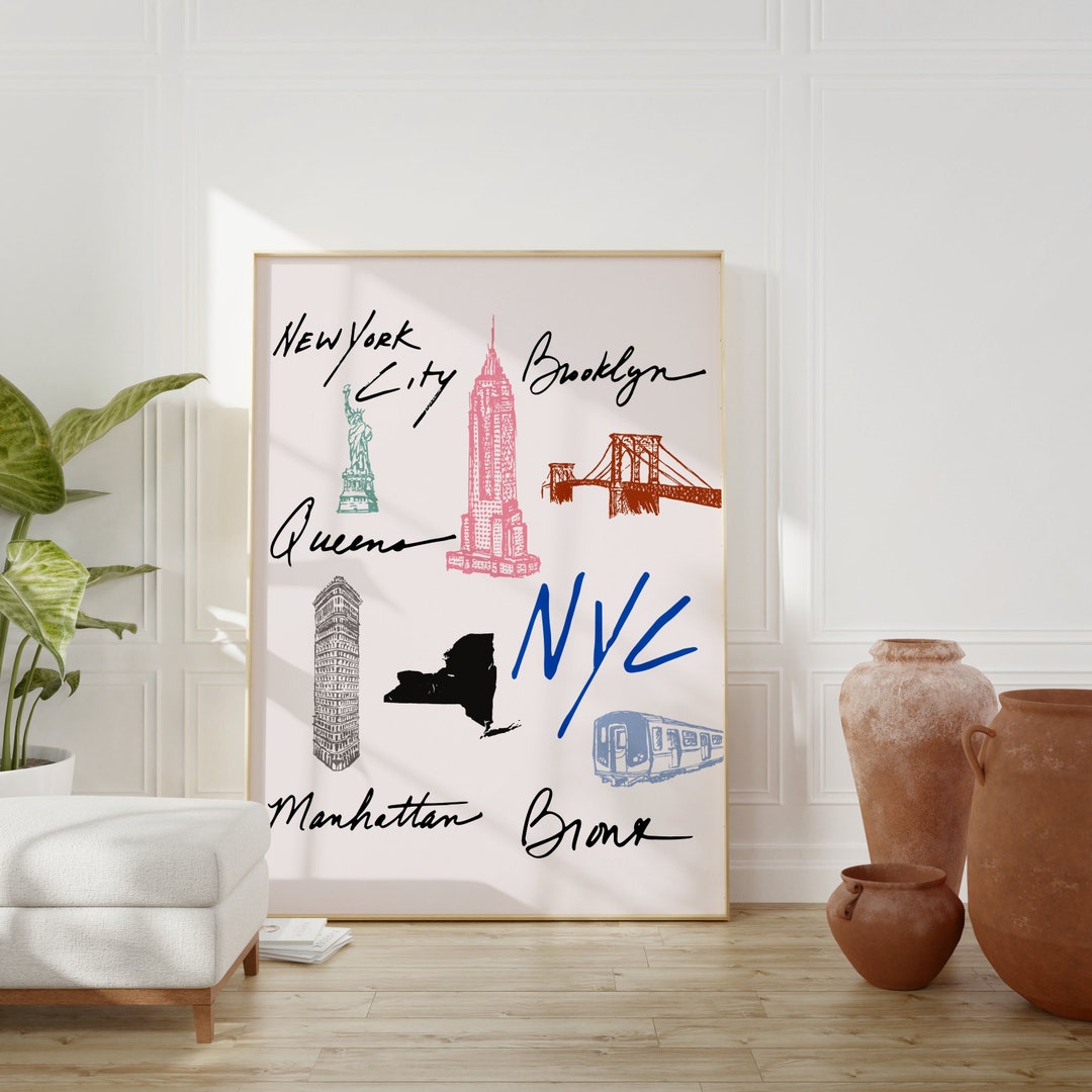 New York Print, Dorm Room Decor, Travel Poster, City Prints, Trendy ...