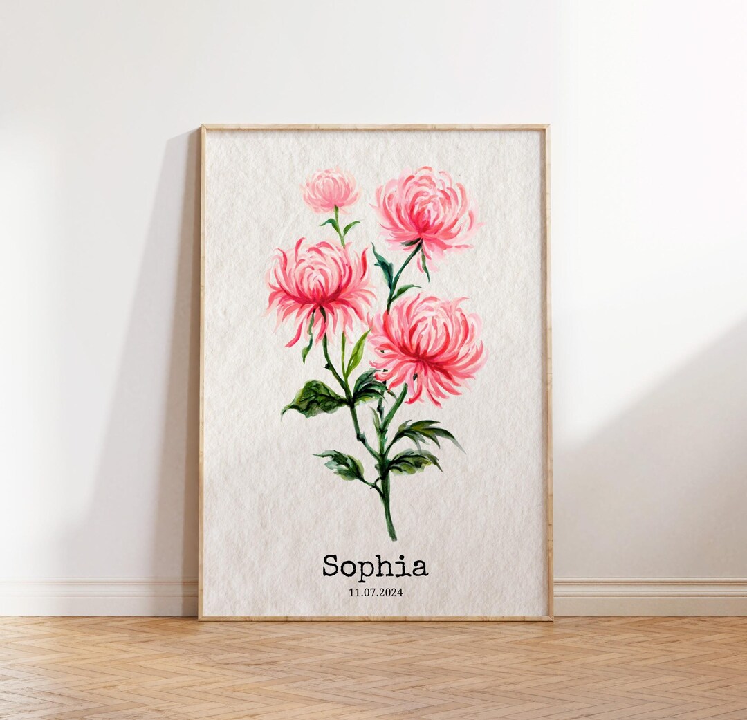 Custom Birth Month Flower Wall Art Print, Personalized Birth Month ...
