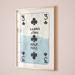 Retro Wall Art, Half Empty Half Full Print, Motivational Quotes, Retro ...