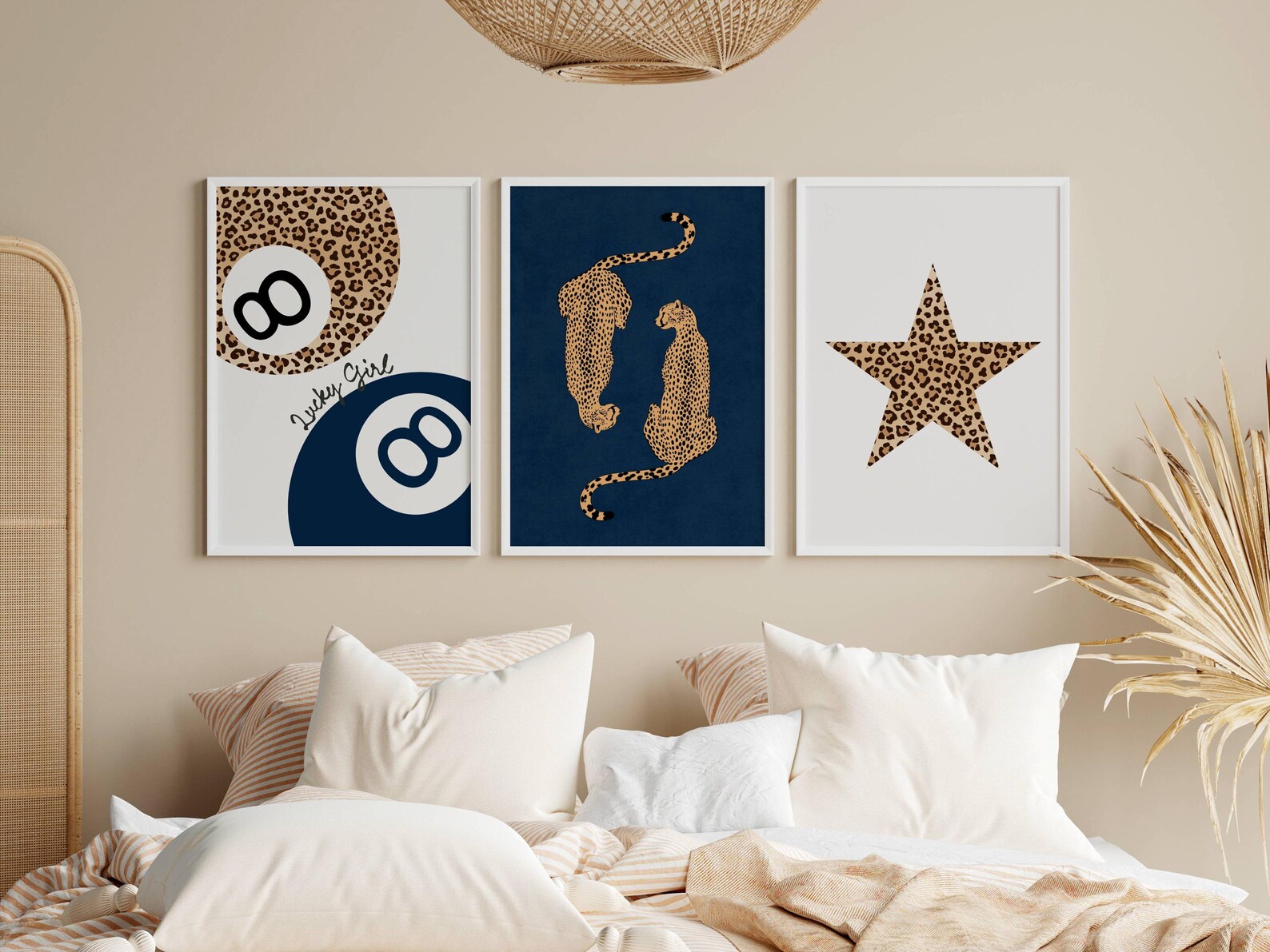 Trendy Navy Blue Cheetah Prints Dorm Poster Set Blue Fashion Wall Art ...