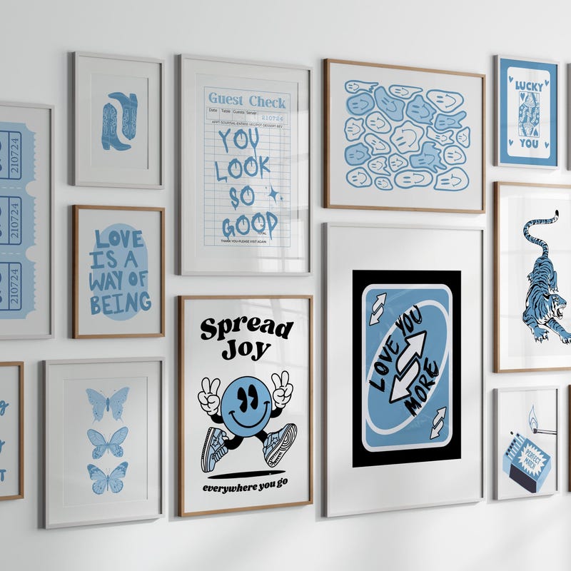 Blue 70s Wall Art - Etsy