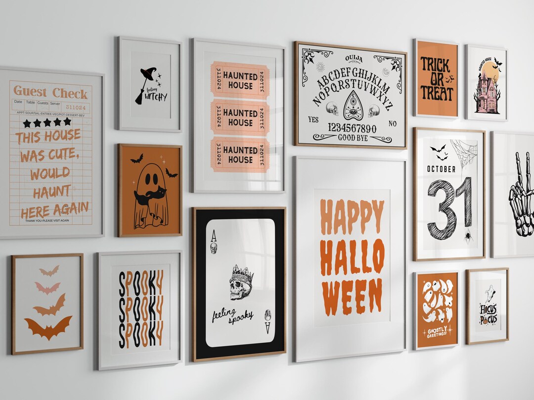 Halloween Wall Art Set of 15, Spooky Home Decor, Halloween Printable ...