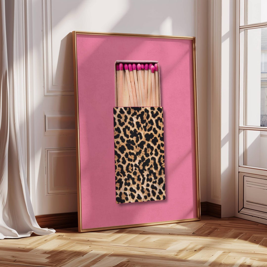 Cheetah Matchbox Wall Art Pink Trendy Poster Coquette Matchbox Art ...