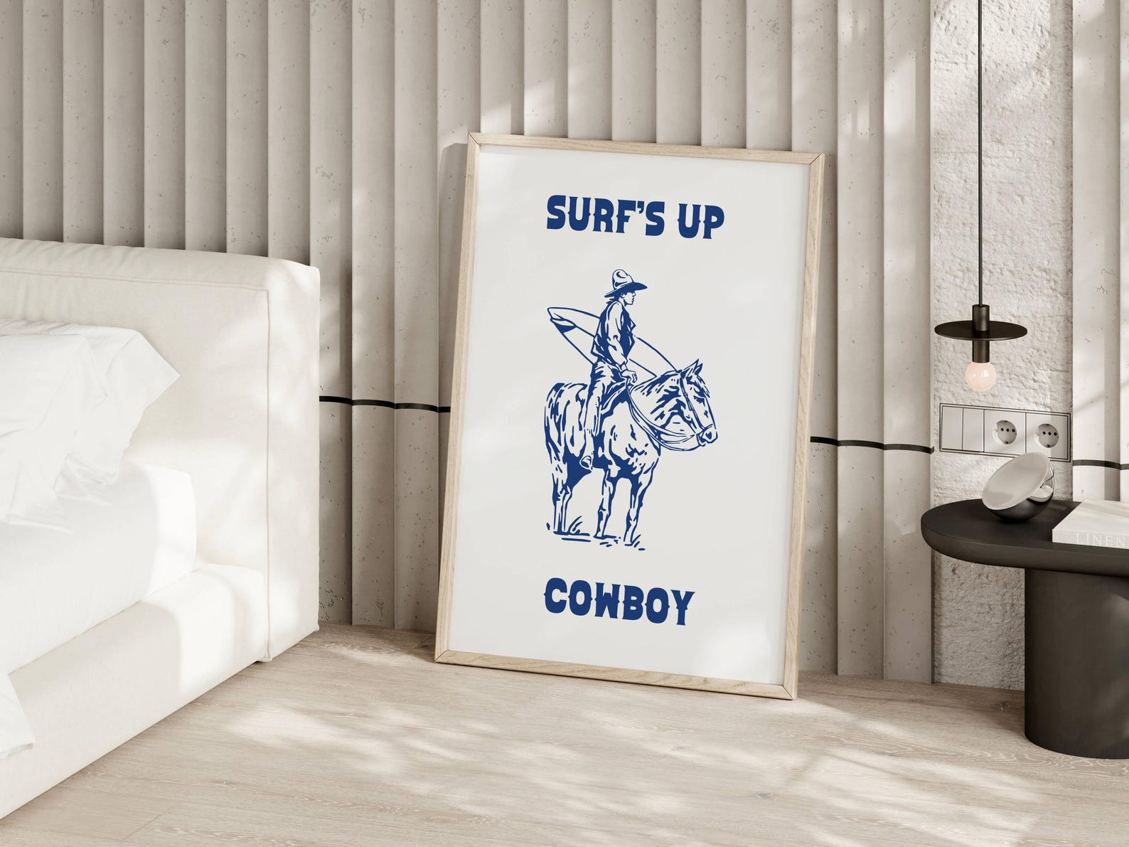 Surf up Cowboy Wall Art Trendy Coastal Print Blue Retro Poster Summer ...