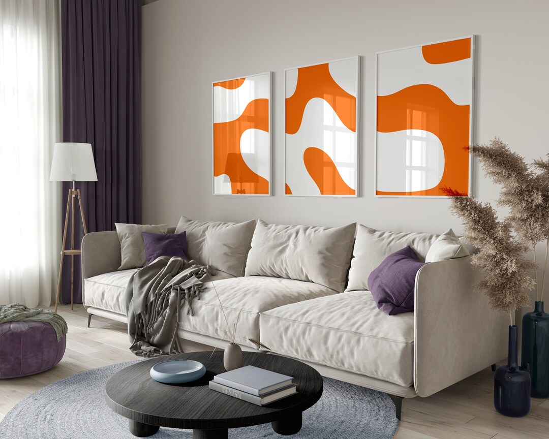 Orange Gallery Wall Set, 3 Piece Wall Art, Abstract Poster Set ...