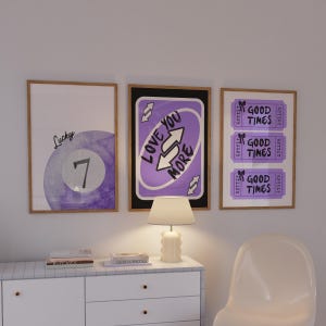 Purple Wall Art Trendy Retro Posters Dorm Room Prints Purple Aesthetic ...