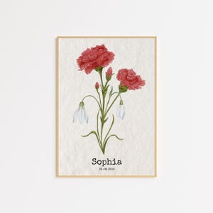 Personalized Birth Month Flower, Custom Botanical Poster, Custom Birth ...