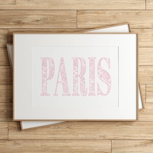 Pink Paris Wall Art Typography Poster Pink Apartment Decor Paris City ...