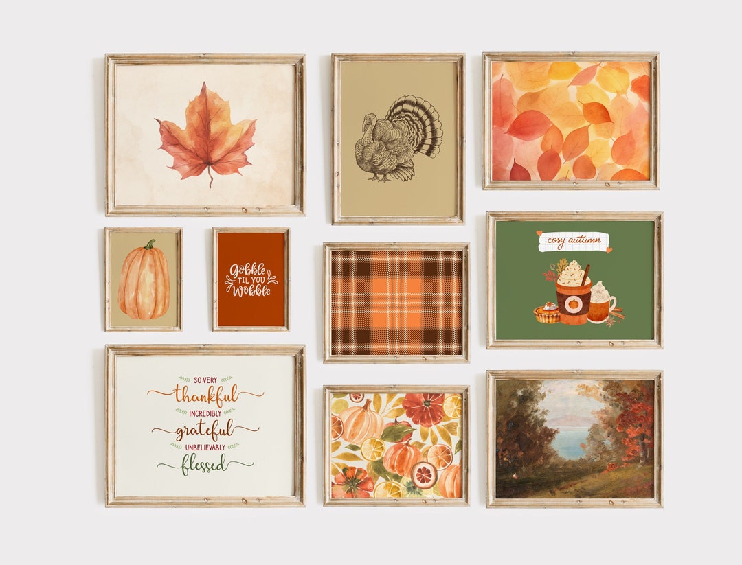 Thanksgiving Wall Art Fall Gallery Wall Set of 10 Prints Rustic Fall ...