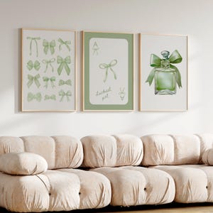Sage Green Trendy Wall Art Set of 6 Prints Coquette Room Decor Dorm ...