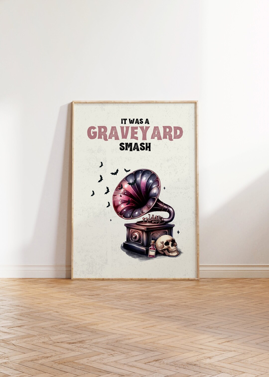 Spooky Record Player Print Retro Halloween Poster Monster Mash Print ...