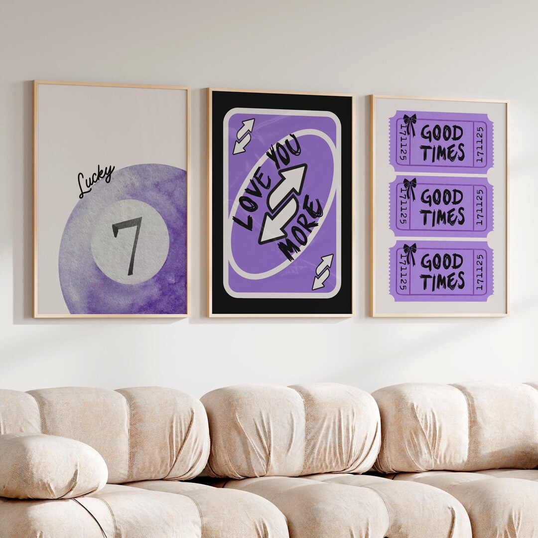 Purple Wall Art Trendy Retro Posters Dorm Room Prints Purple Aesthetic ...
