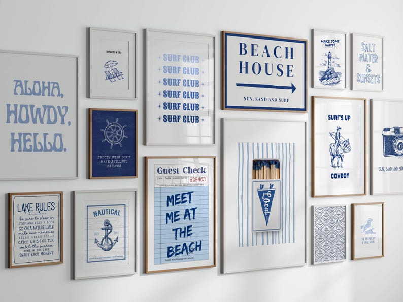 Coastal Gallery Wall Digital Print Summer Beach Decor Set of 15 Prints ...