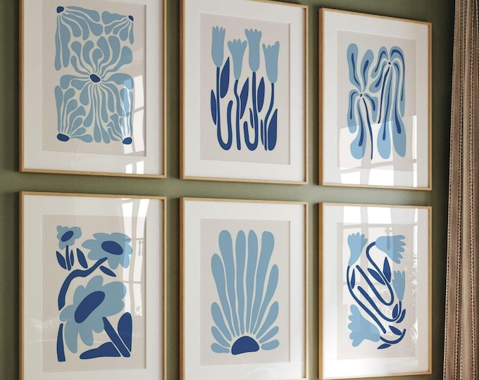 Blue Matisse Print Set Printable Wall Art Blue Print Set Gallery Wall ...