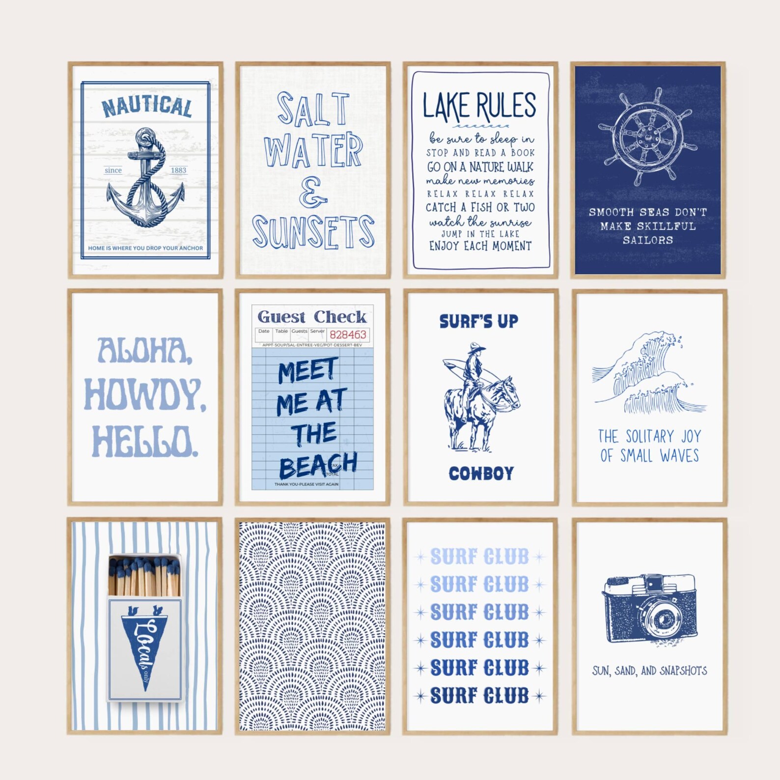 Coastal Gallery Wall Digital Print Summer Beach Decor Set of 15 Prints ...