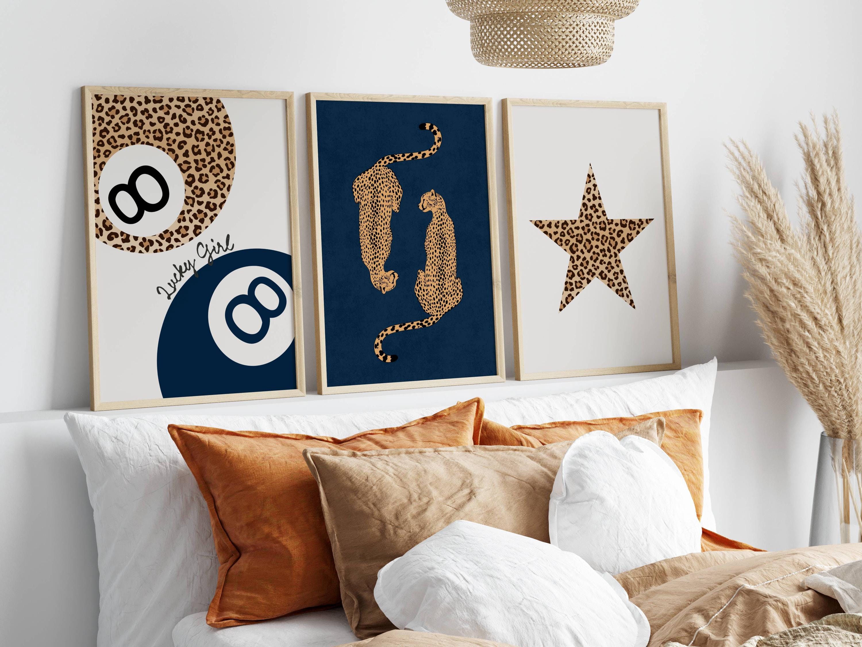 Trendy Navy Blue Cheetah Prints Dorm Poster Set Blue Fashion Wall Art ...