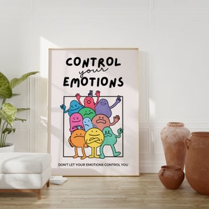 Retro Character Print Emotions Poster Motivational Wall Art Mental ...