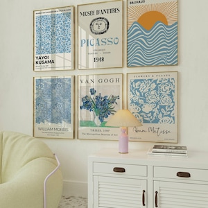 Blue Gallery Wall Print Set Trendy Blue Prints Aesthetic Room Decor ...