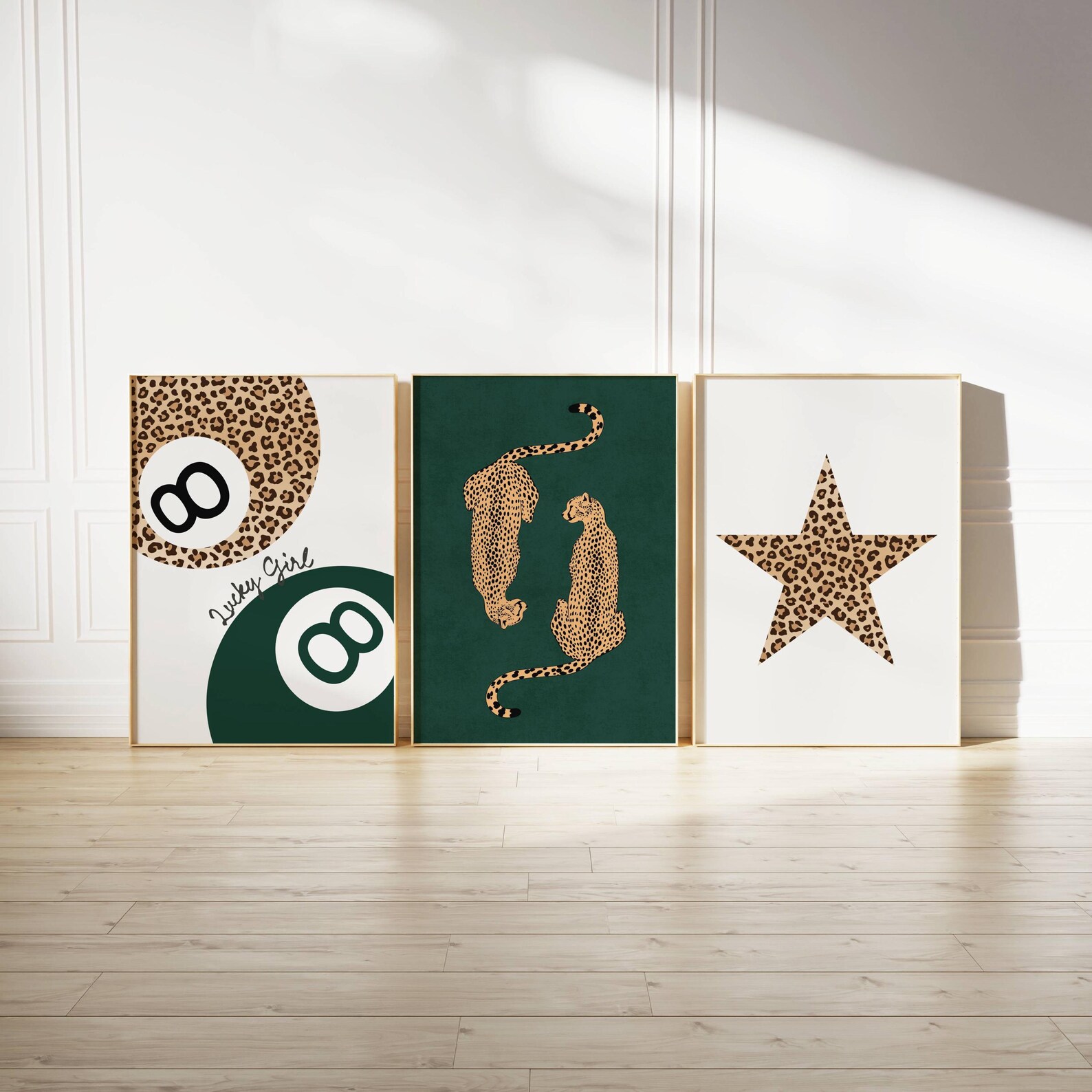 Trendy Cheetah Wall Art Green Dorm Posters Fashion Wall Art Aesthetic ...