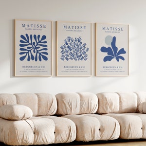 Blue Matisse Print, Set of 3 Prints, Matisse Exhibition Poster, Blue ...