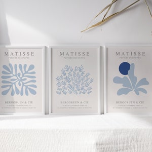 Blue Matisse Print, Set of 3 Prints, Blue Wall Art, Neutral Prints ...